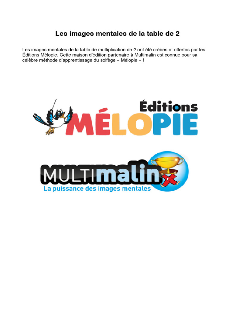 Multimalin : Table de Multiplication 2 | PDF