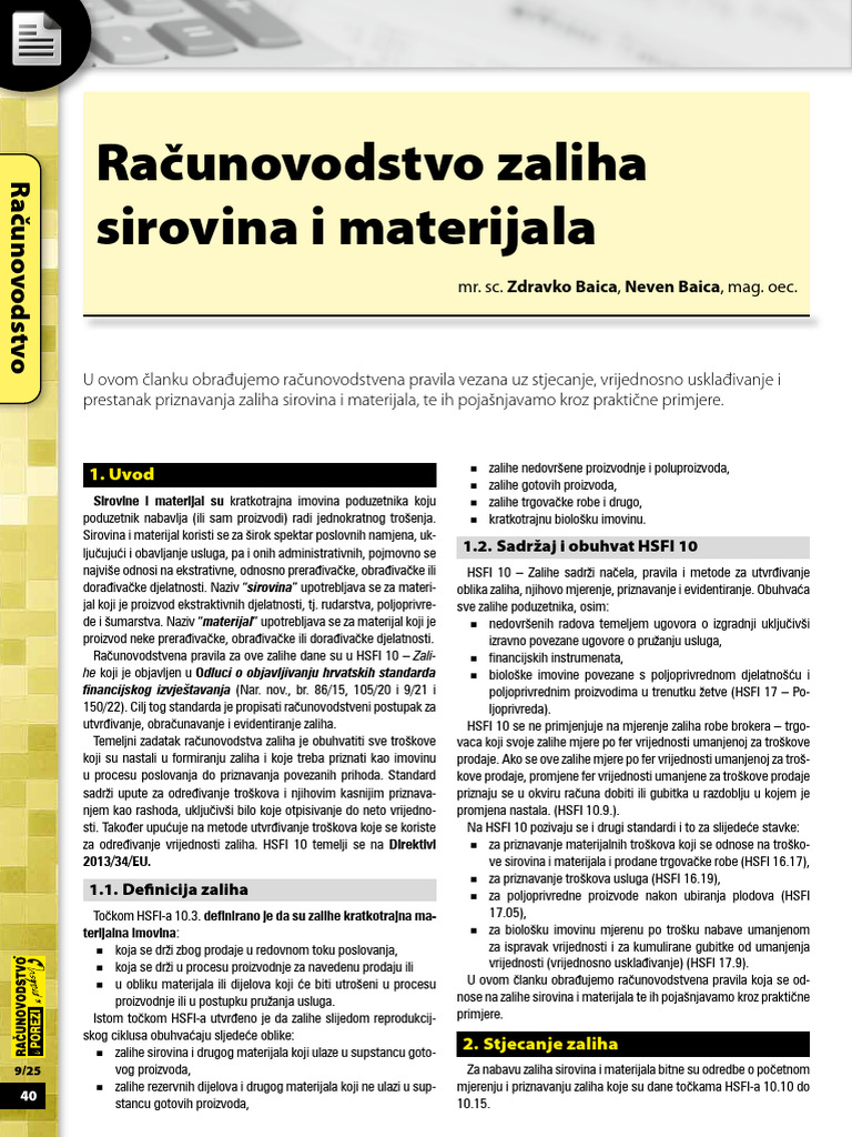 05 Racunovodstvo - Zalihe Sirovina I Materijala | PDF