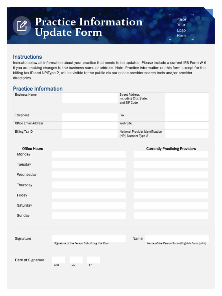 Practice Information Update Form | PDF
