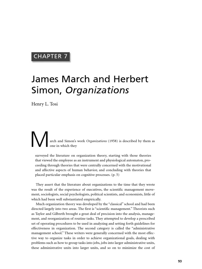 March Simon Organizations | Decision Making | Behavior
