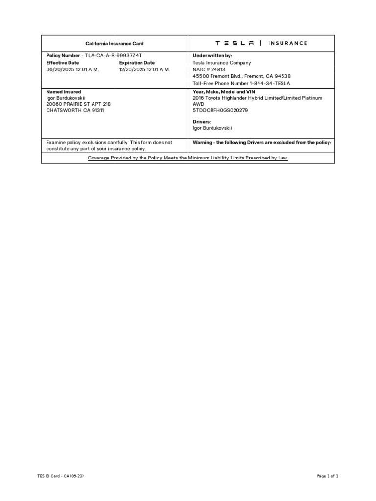 TES ID Card - CA | PDF