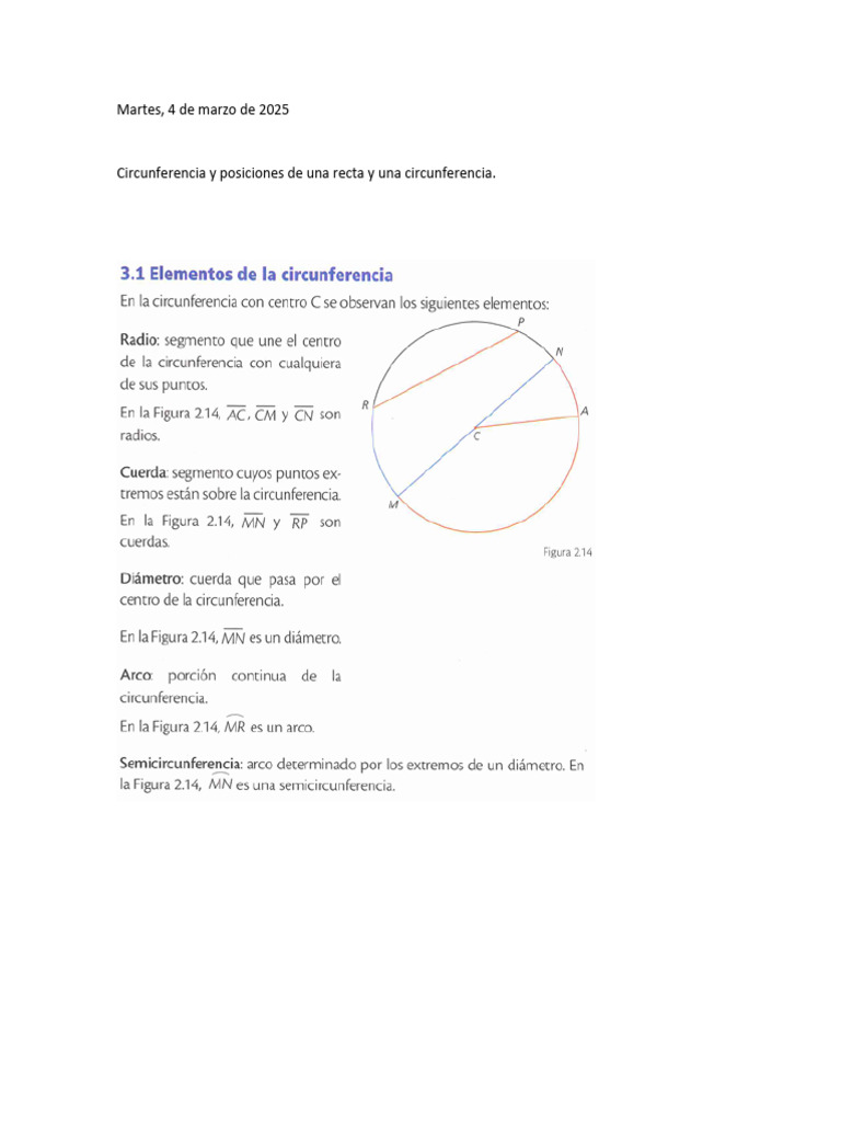 Circunferencia y Posiciones de Una Recta y Una Circunferencia. | PDF