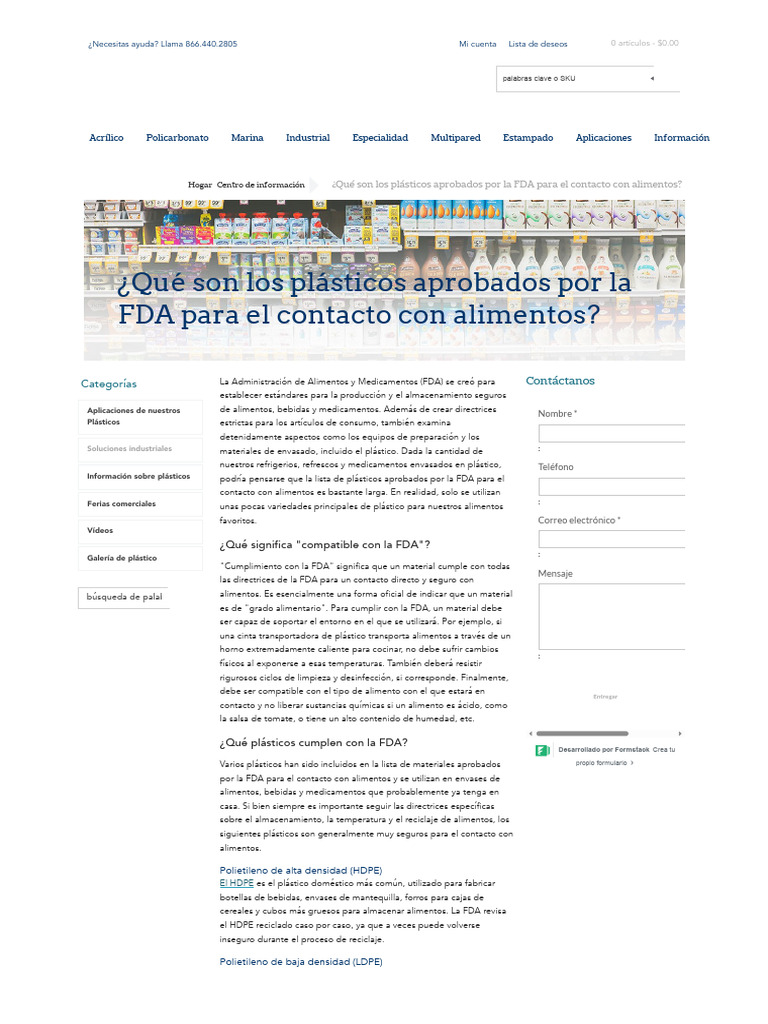 Plásticos Aprobados por la FDA para Alimentos | PDF | Alimentos | El ...