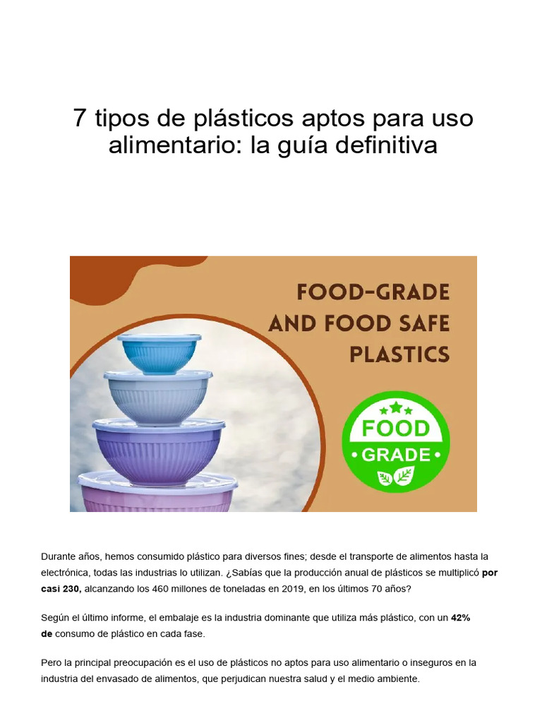 Tipos de plásticos aptos para alimentos | PDF | El plastico | Alimentos