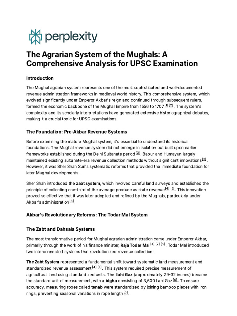 The Agrarian System of The Mughals - A Comprehensiv | PDF | Mughal ...