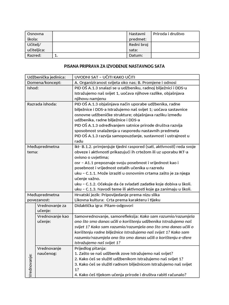 001 - Uvodni Sat Uciti Kako Uciti | PDF