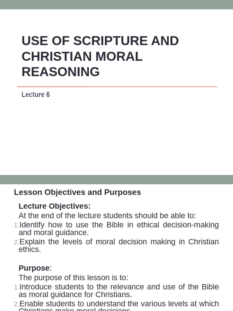 Biblical Ethics and Moral Reasoning | PDF | Bible | Christian Ethics