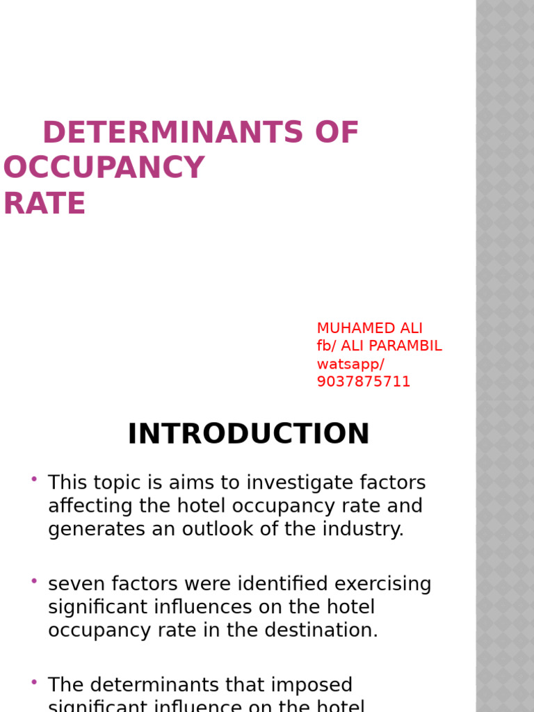 Factors Influencing Hotel Occupancy Rate | PDF | Gross Domestic Product ...