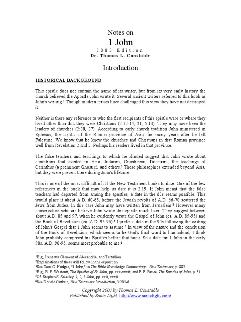 1 John: Notes On | PDF | First Epistle Of John | Gospel Of John