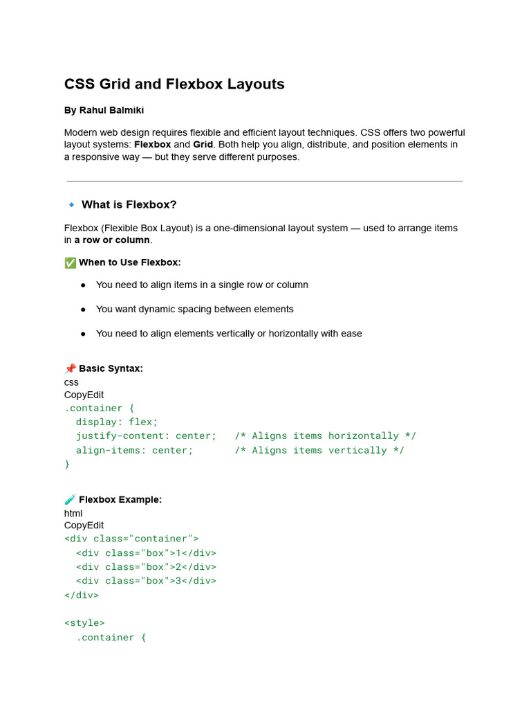 04 - CSS Grid and Flexbox Layouts | PDF | Web Development | Web Design