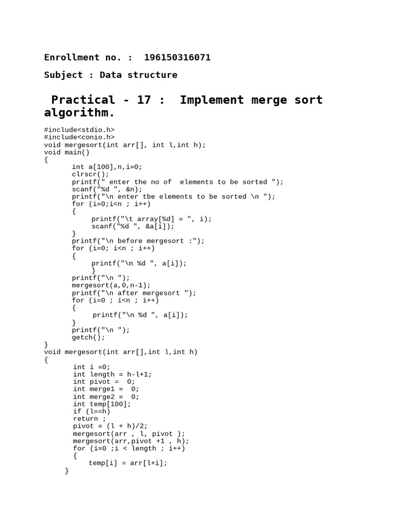 Merge Sort PDF | PDF