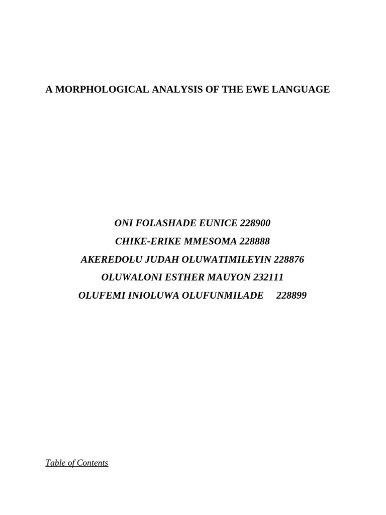 Morphological Insights of Ewe Language | PDF | Tone (Linguistics ...