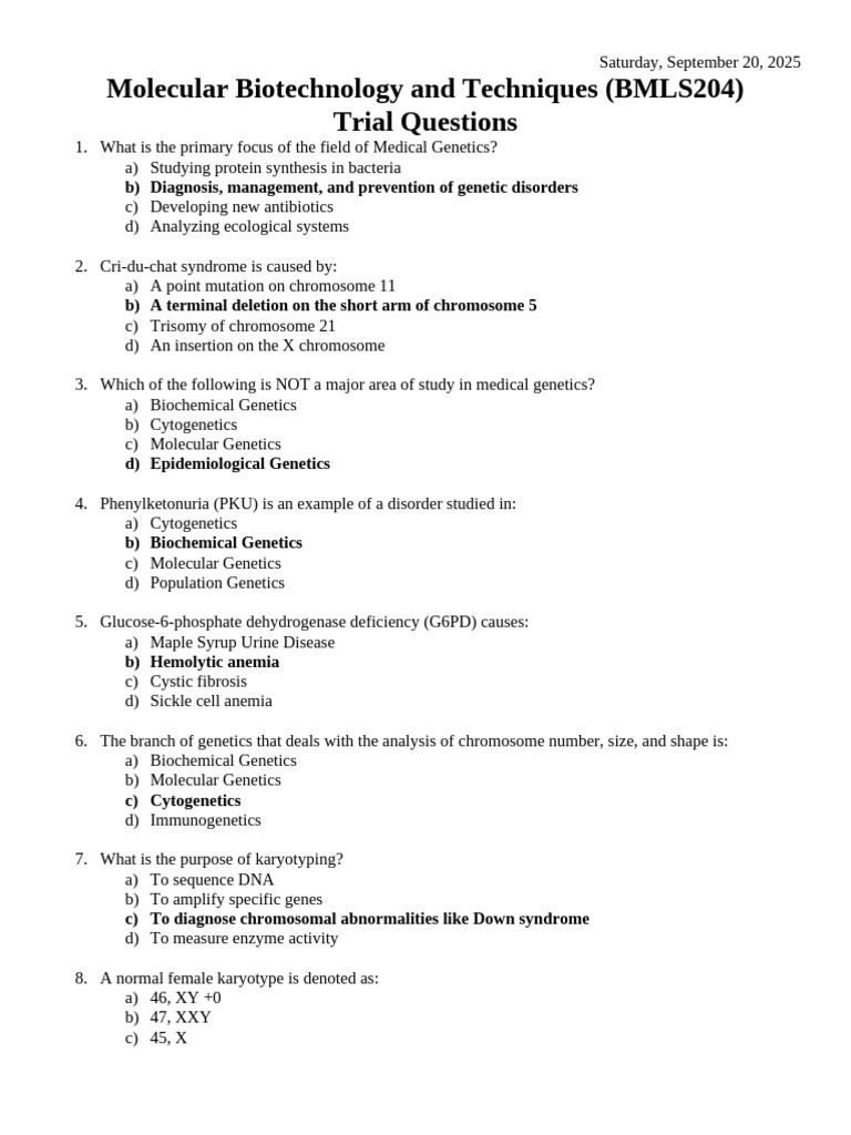 Molecular Biotechnology MCQ Trial Questions | PDF | Dna | Molecular Cloning