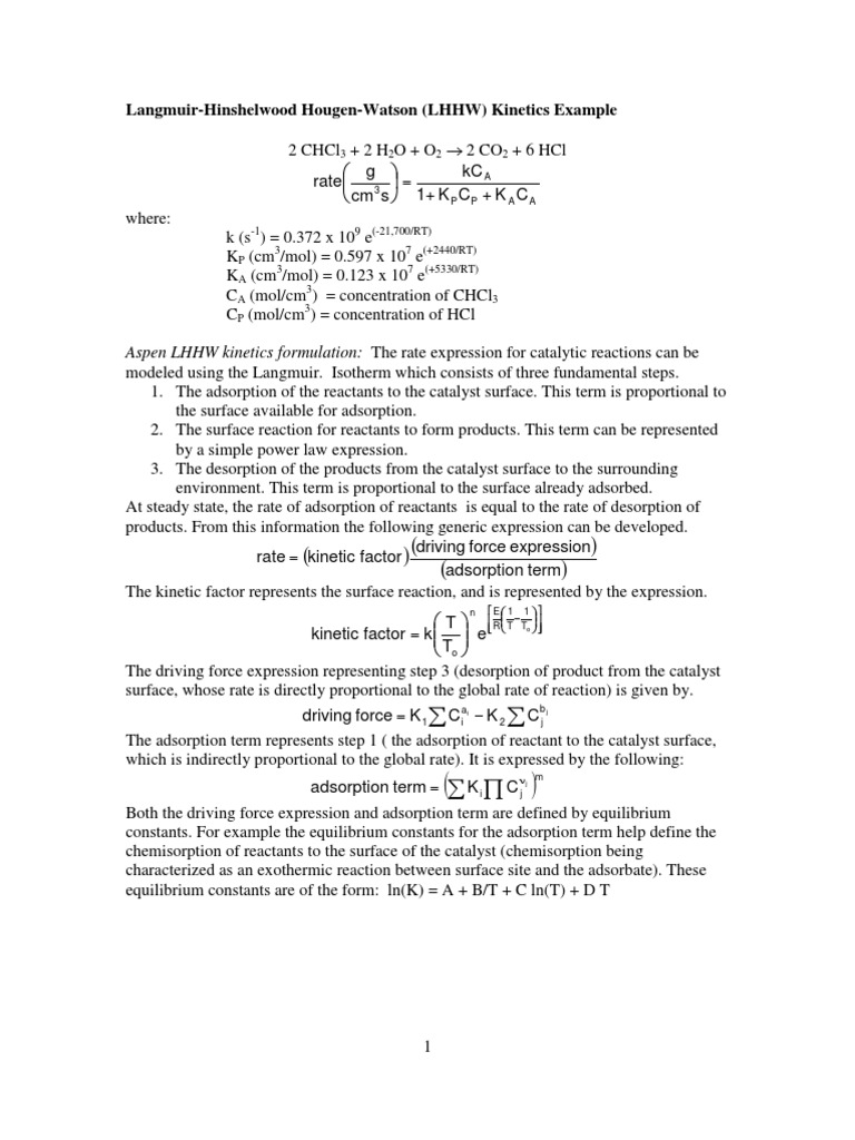 LHHW Kinetics | Download Free PDF | Reaction Rate | Adsorption