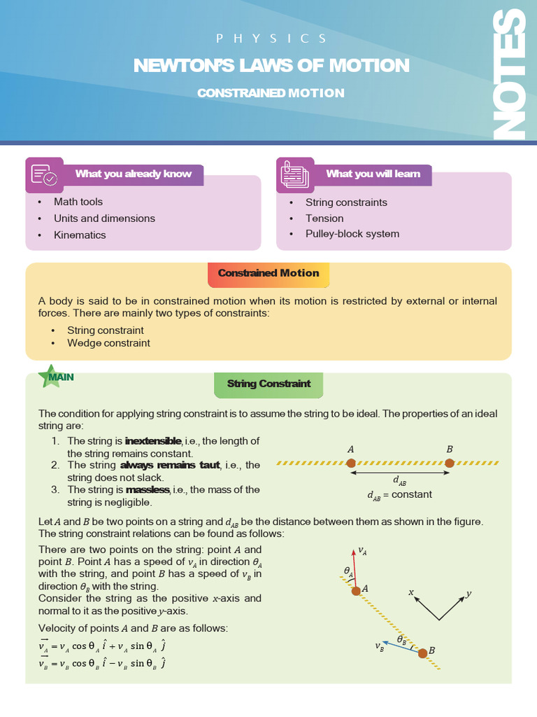 Newton's Laws of Motion | PDF | Tension (Physics) | Force