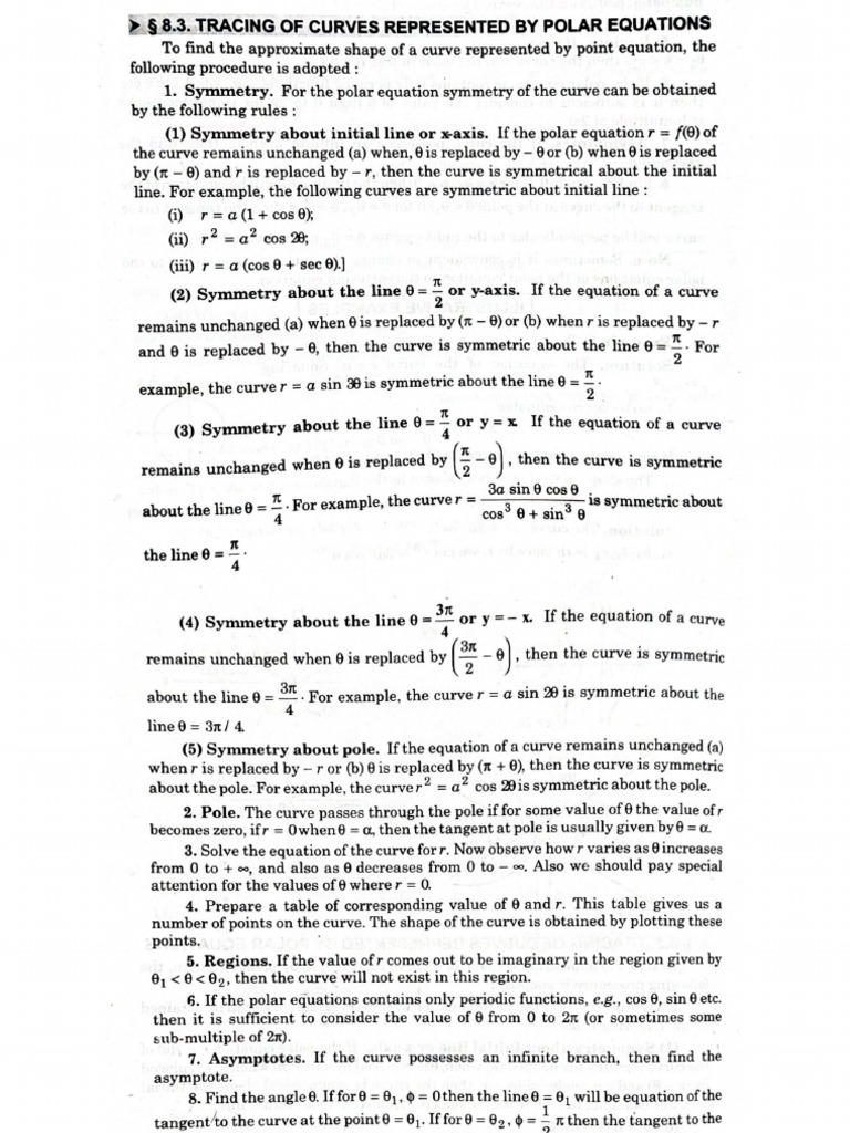 Curve Tracing (Polar Form) With Examples | PDF