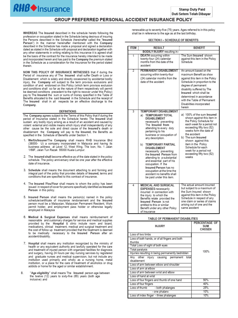 Sijil Perlindungan Kemalangan Peribadi Tunetalk 4 | PDF | Insurance ...