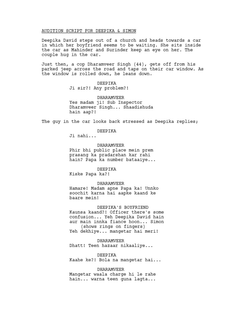 Audition Script For Deepika & Simon | PDF