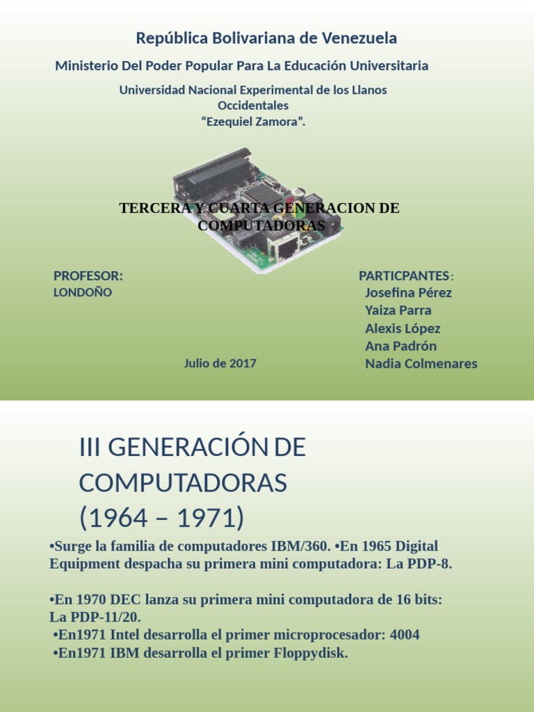 3 y 4 Generacion de Computadoras | PDF | Microprocesador | Computadoras ...