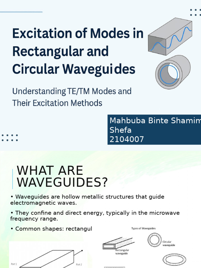 Excitation of Modes in Rectangular and Circular Waveguides | PDF | Waveguide | Radiation