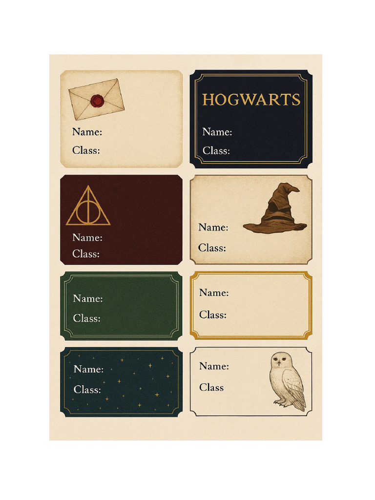 Harry Potter Labels Editable Final | PDF