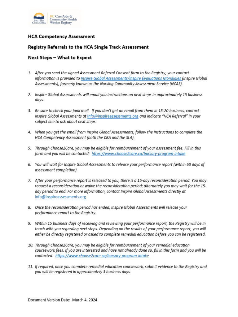 Next Steps HCA Assessment Referrals 4march2024-2 | PDF