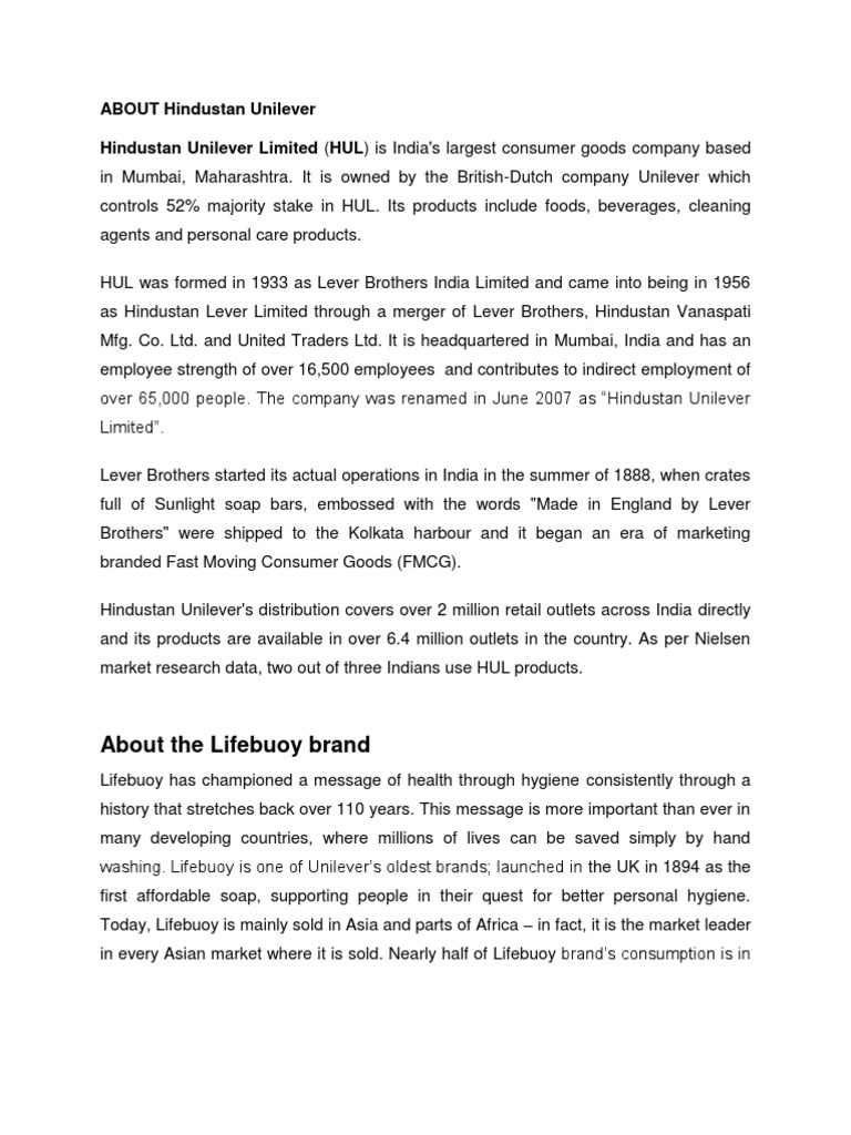 About The Lifebuoy Brand | PDF | Unilever | Business