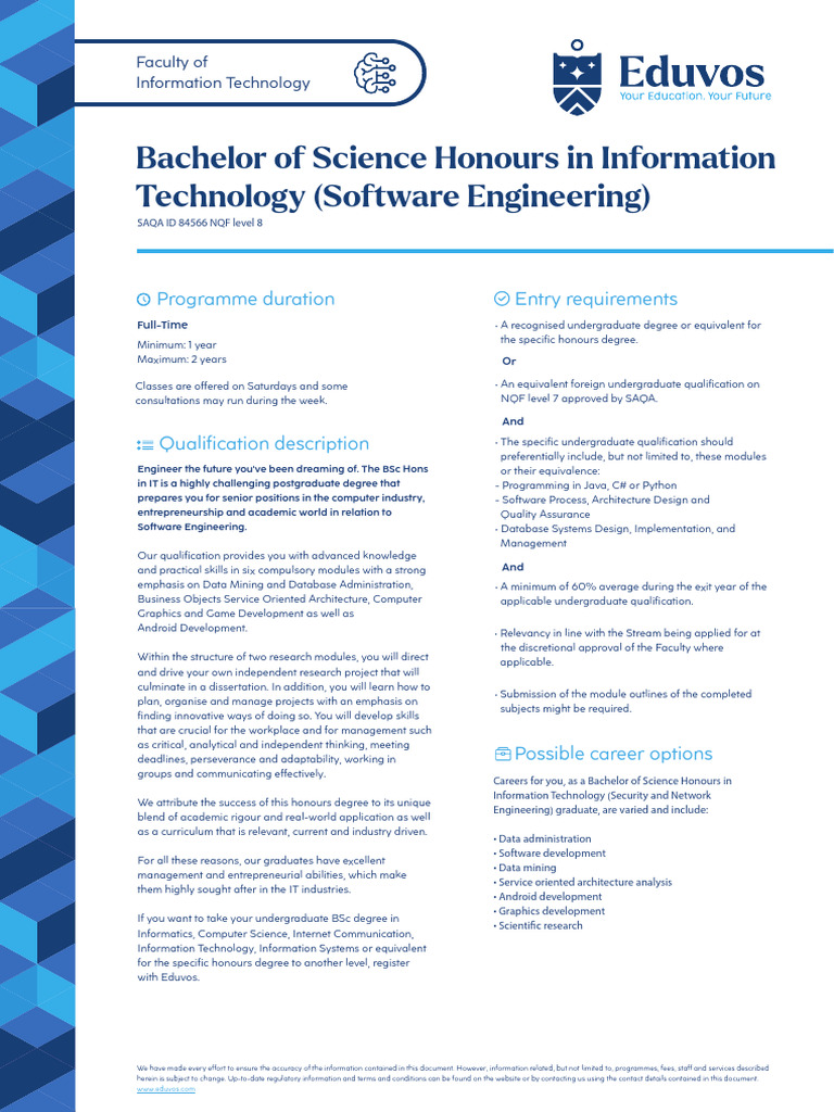 BSc Honours in IT: Software Engineering | PDF | Bachelor's Degree ...