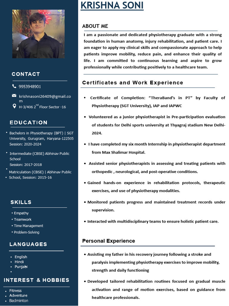 Krishna Resume Updated-1 | PDF | Physical Therapy | Social Programs