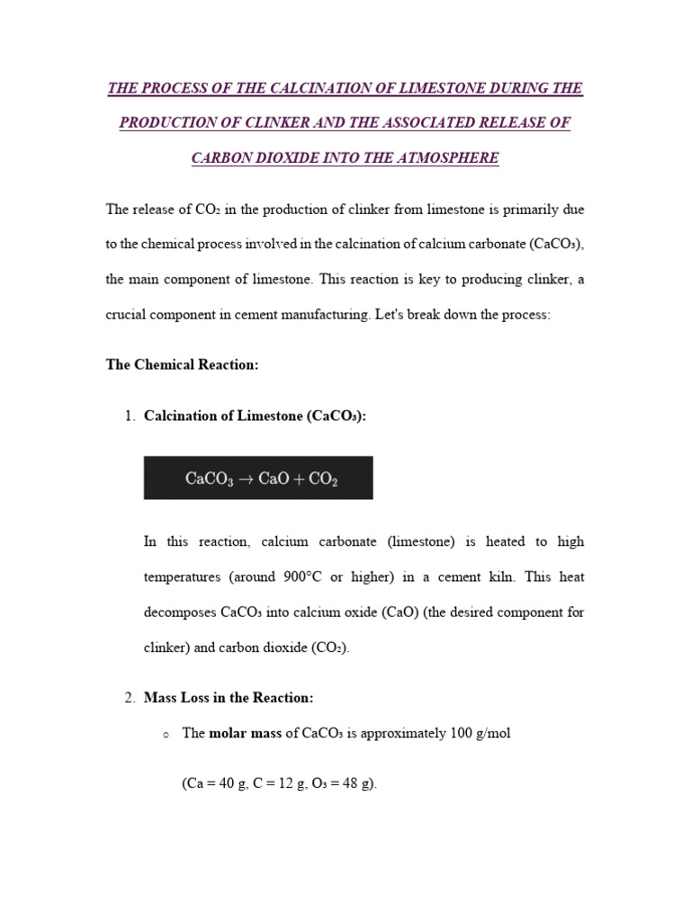 CO₂ Release in Limestone Calcination | PDF | Cement | Carbon Dioxide