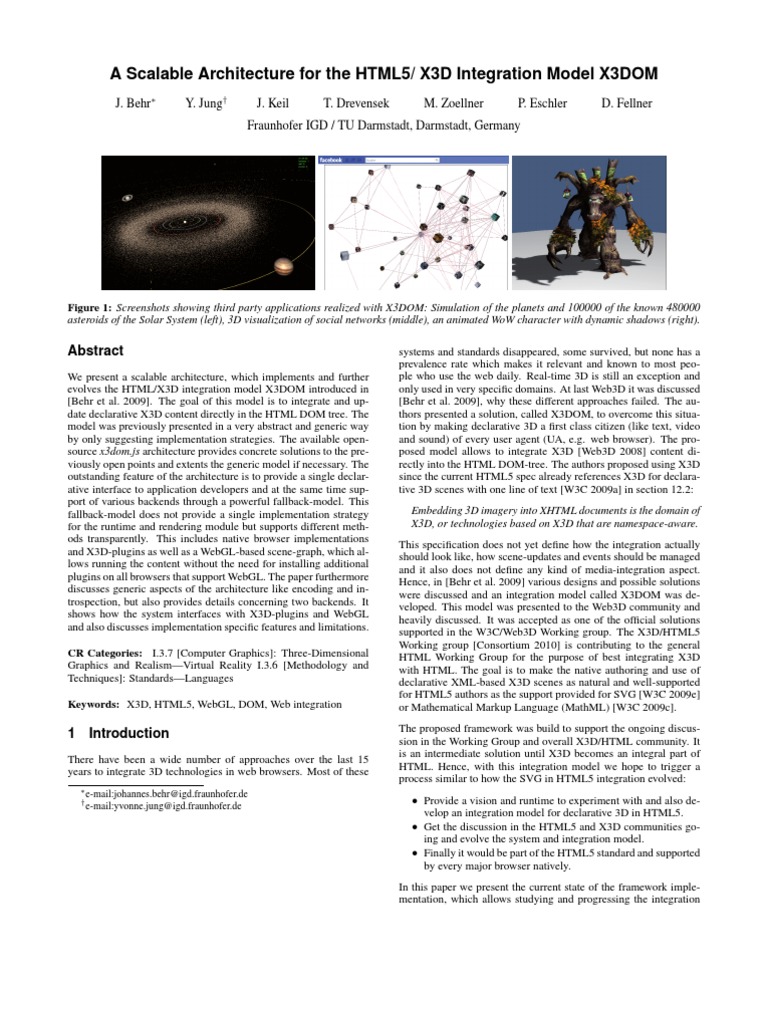 A Scalable Architecture For The HTML5/ X3D Integration Model X3DOM | PDF | Web Gl | Html Element