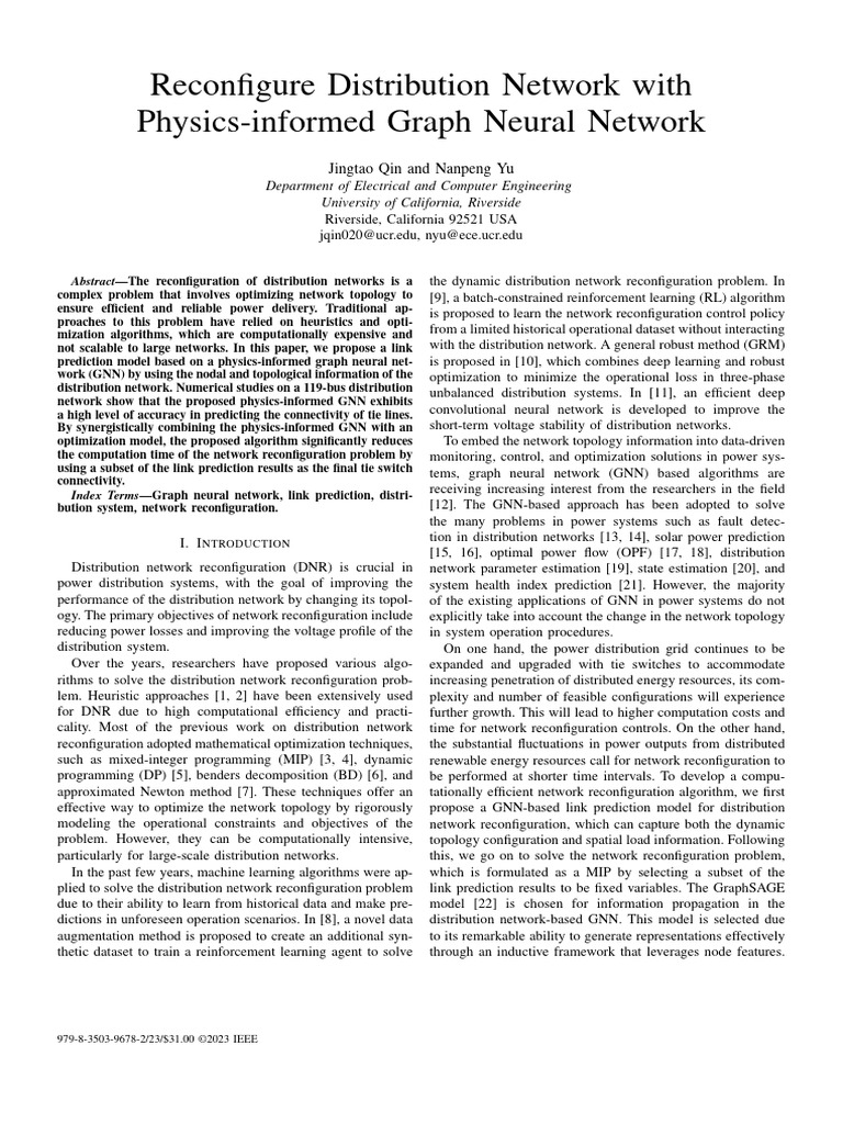 Reconfigure Distribution Network With Physics-Informed Graph Neural Network-2023-Reconfig-GNN ...