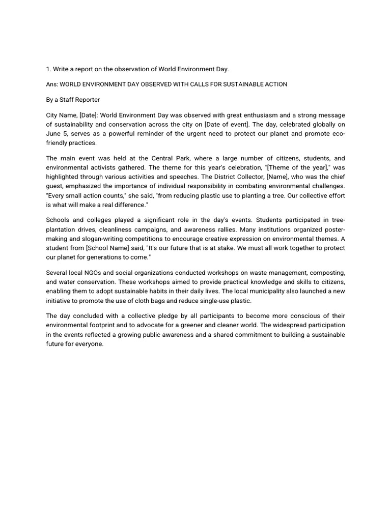 Environmental Day (Report) Aec b4 | PDF