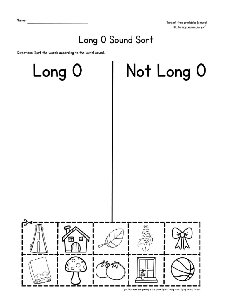 Long O Sound Sort by Literacy Learn | PDF