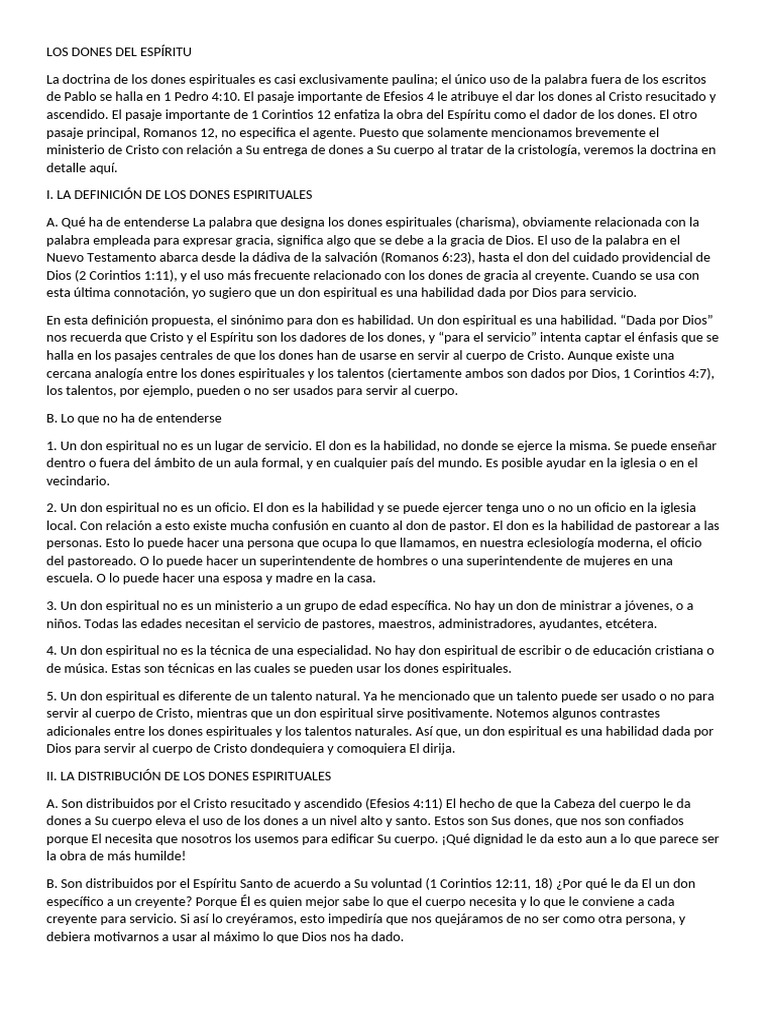 Definición y Distribución de Dones Espirituales | PDF | Don espiritual ...