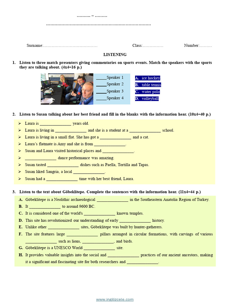 11th Grade Listening Exam Guide | PDF