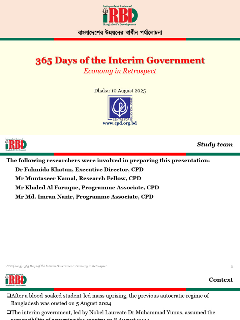 Bangladesh Interim Government Economic Review | PDF | Macroeconomics ...