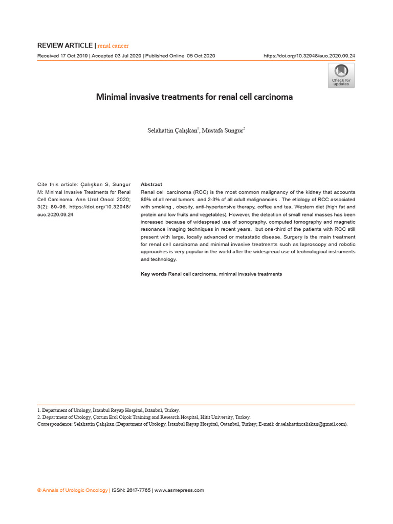 Minimal Invasive RCC Treatment Options | PDF | Medical Specialties ...