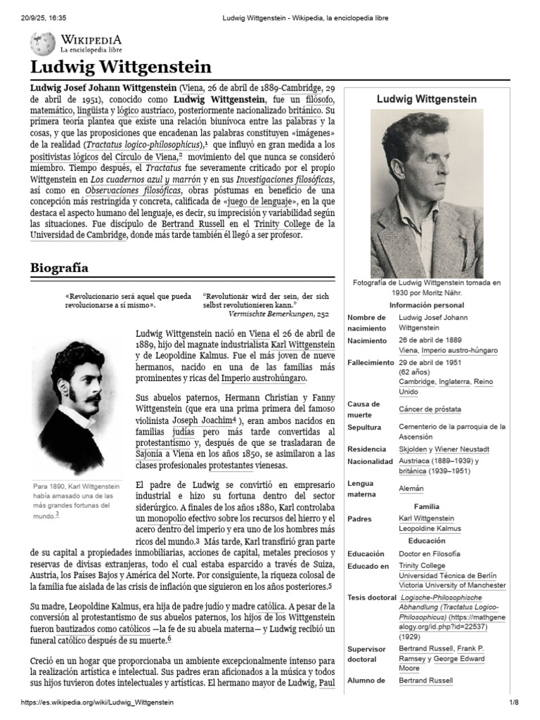 Ludwig Wittgenstein | PDF | Ludwig Wittgenstein | Filosofía contemporánea