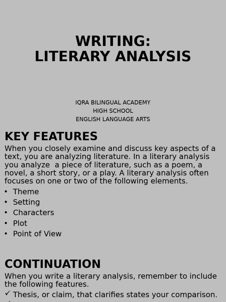 Literary Analysis Guide for Students | PDF