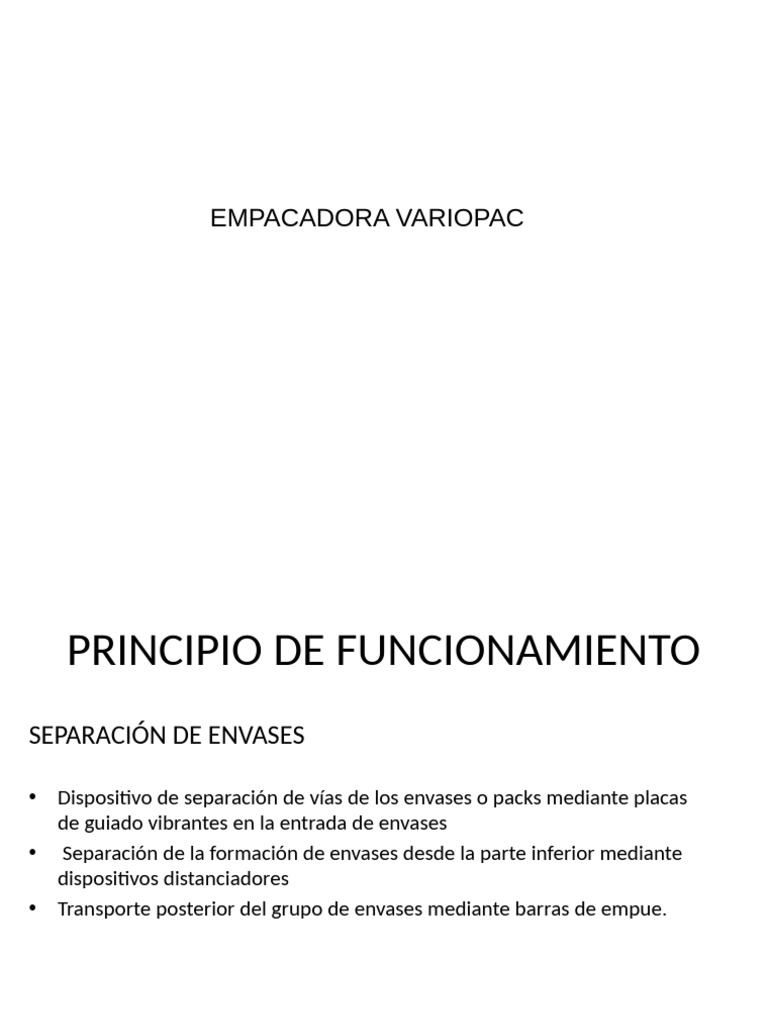 Funcionamiento de Variopac en Embalaje | PDF | Sensor