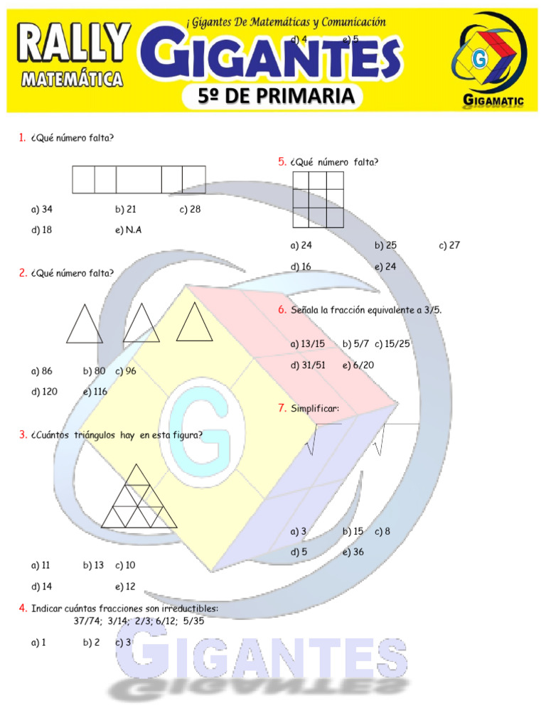 Examen 5to Grado Matematicas | PDF