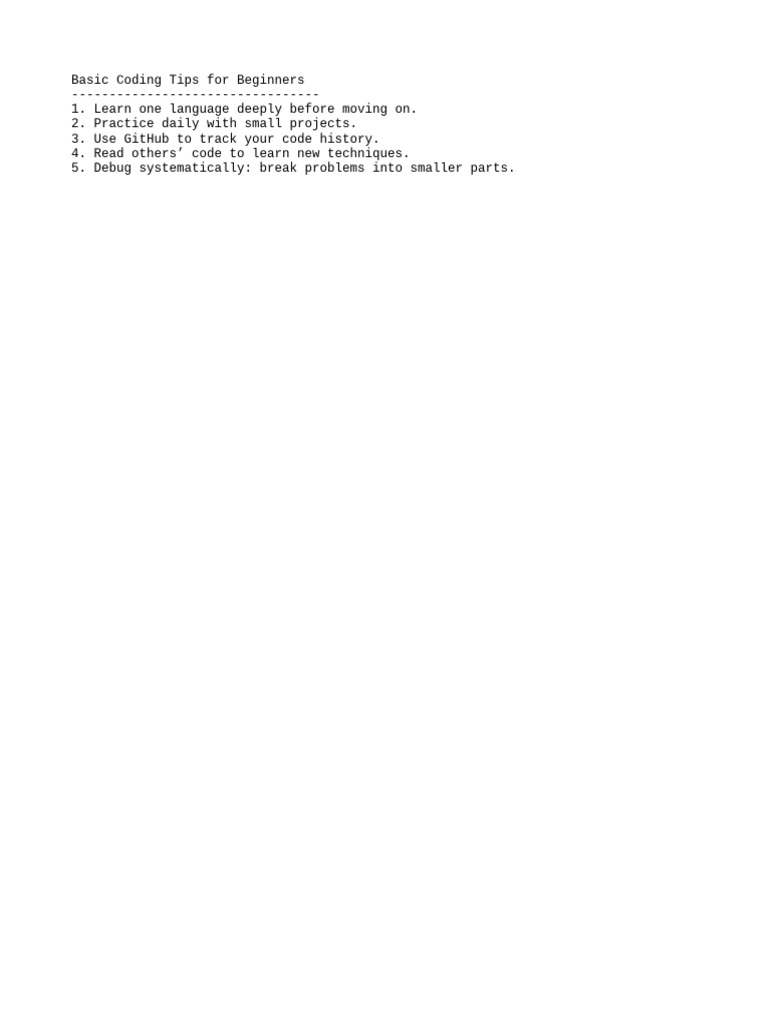 5 Basic Coding Tips For Beginners | PDF