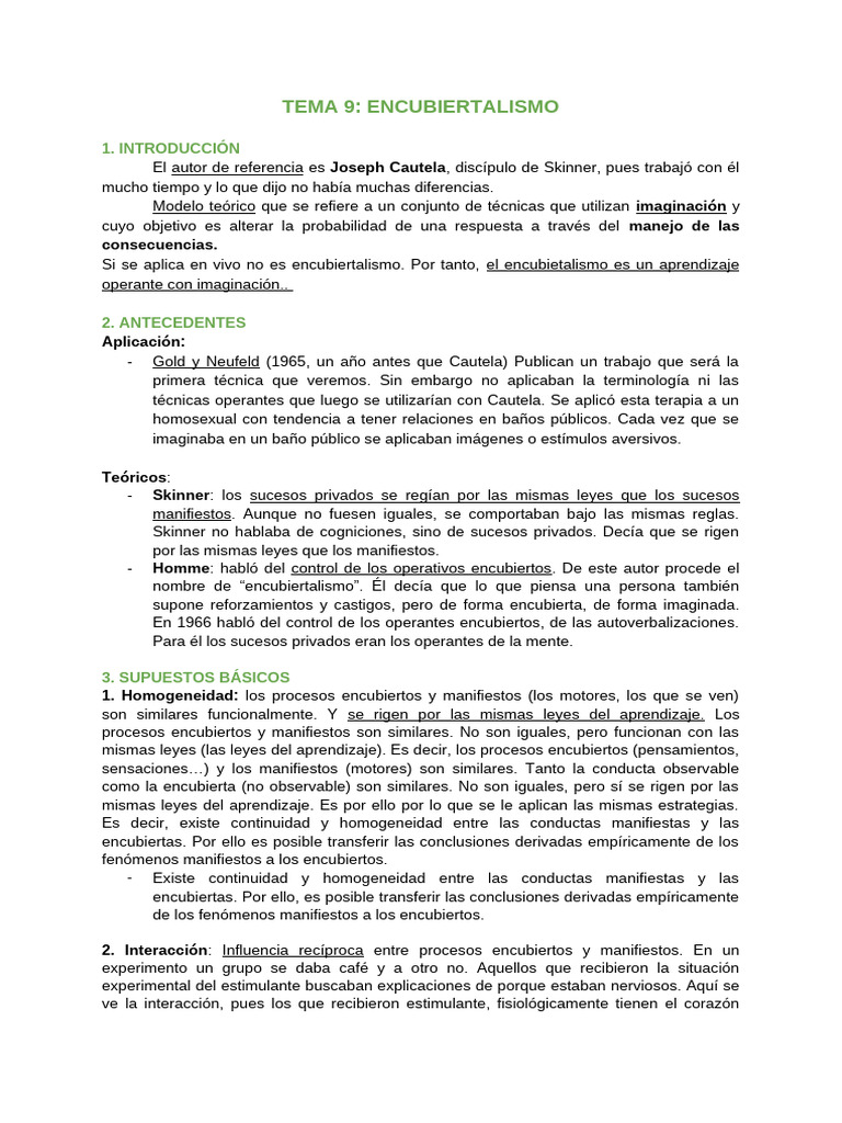 Técnicas de Encubiertalismo en Terapia | PDF | Aprendizaje | Reforzamiento