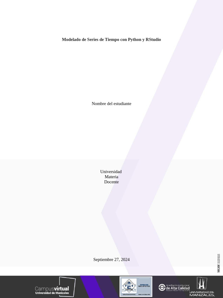 Actividad 2 Modelado de Series de Tiempo Con Phyton y RStudio - Analisis de Datos II | PDF ...