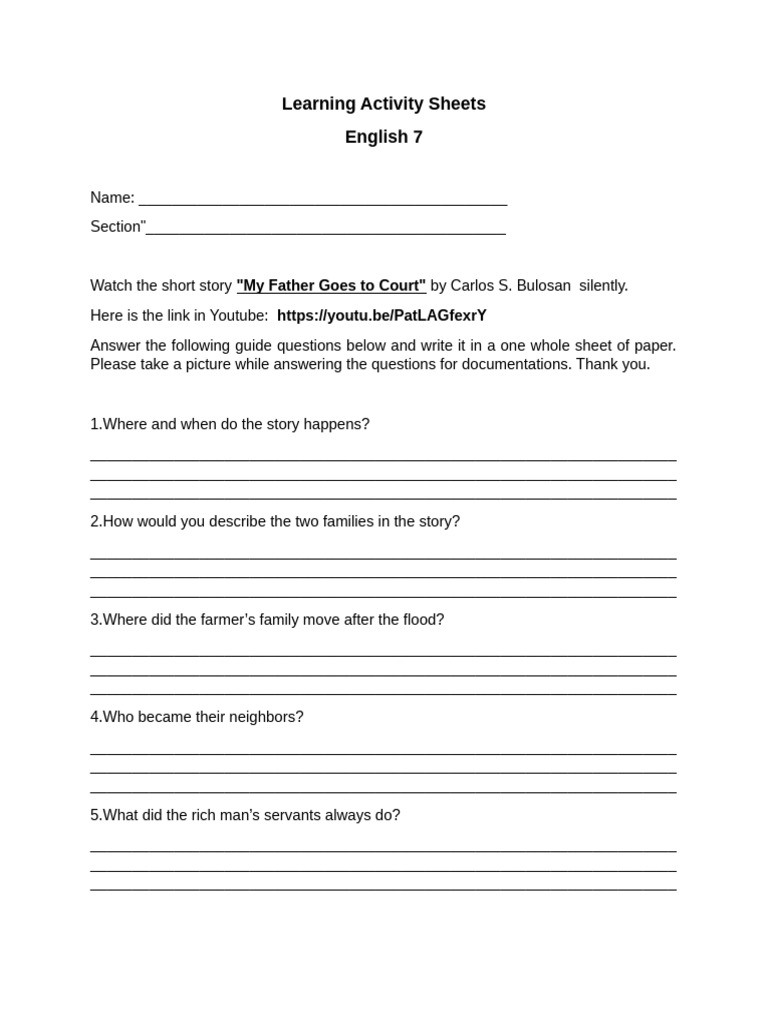 English Learning Activity Sheets 1 | PDF | Chess Theory | Chess