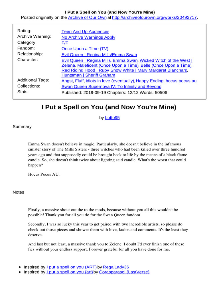 I Put A Spell On You and | PDF | Once Upon A Time (TV Series) | Breathing