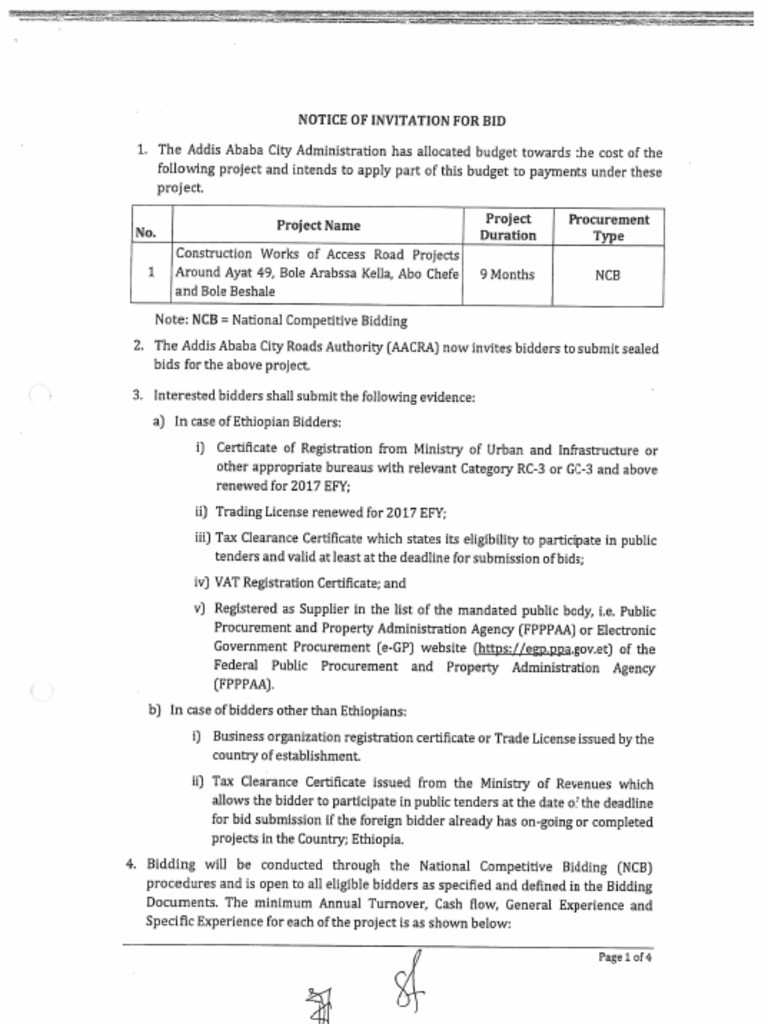 Notice of Invitation For Bid | PDF