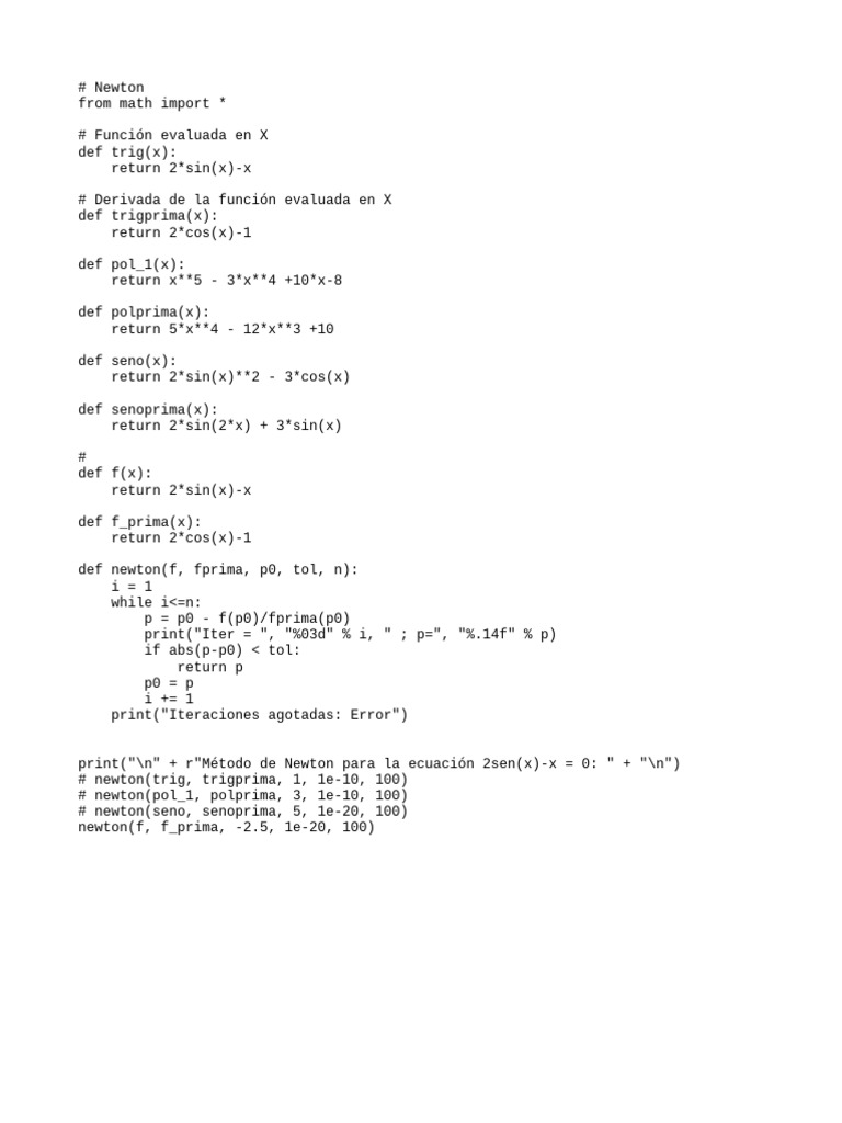 Método de Newton en Python | PDF