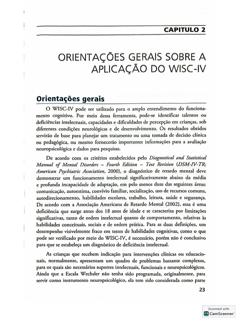 Orientações Gerais Sobre o Wisc IV | PDF